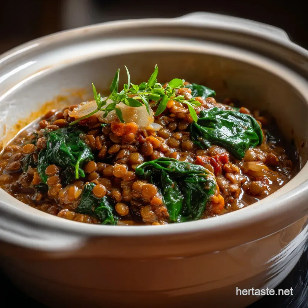 Slow Cooker Vegetarian Recipe with Lentils and Spinach